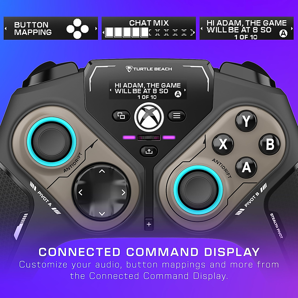 Turtle Beach Stealth Pivot Wireless Smart Game Controller Officially Licensed for Windows PC – Rotating Modules, Display Dashboard, Hall-Effect Sticks, Remappable Buttons, Bluetooth, 20-Hour Battery
