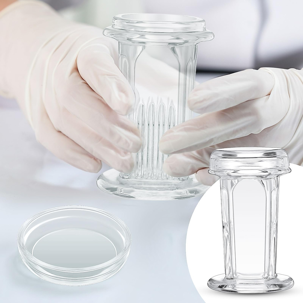 Sieral 6 Pieces Staining Jar 5 Slides Capacity Staining Tank 60 ml Glass Jar with Lid for Lab Microscope Supplies