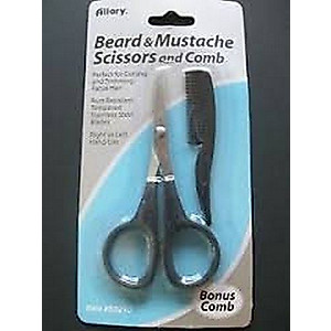 Allary Allary Men's Beard & Mustache Scissors and Mini Comb Trimming Kit (Pack of 3)