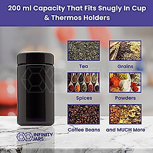 Infinity Jars 200 ml (6.7 fl oz) Tall Black Ultraviolet Glass Screw Top Jar 3-Pack