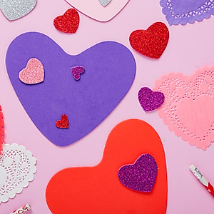 JOYIN 126+ Pcs Valentines Day Craft Gift Set with 100 Heart Doilies, 24 Pcs Foam Hearts & 2 Bags of Foam Heart Stickers for Kids, Tableware Decoration, Home Activitie, Kitchen Disposable Table Doilies