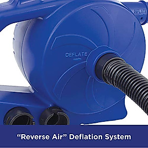 Aqua AC Electric Air Pump – 110v – Heavy Duty Air Pump for Inflatables with 5 Nozzle Attachments – Blue