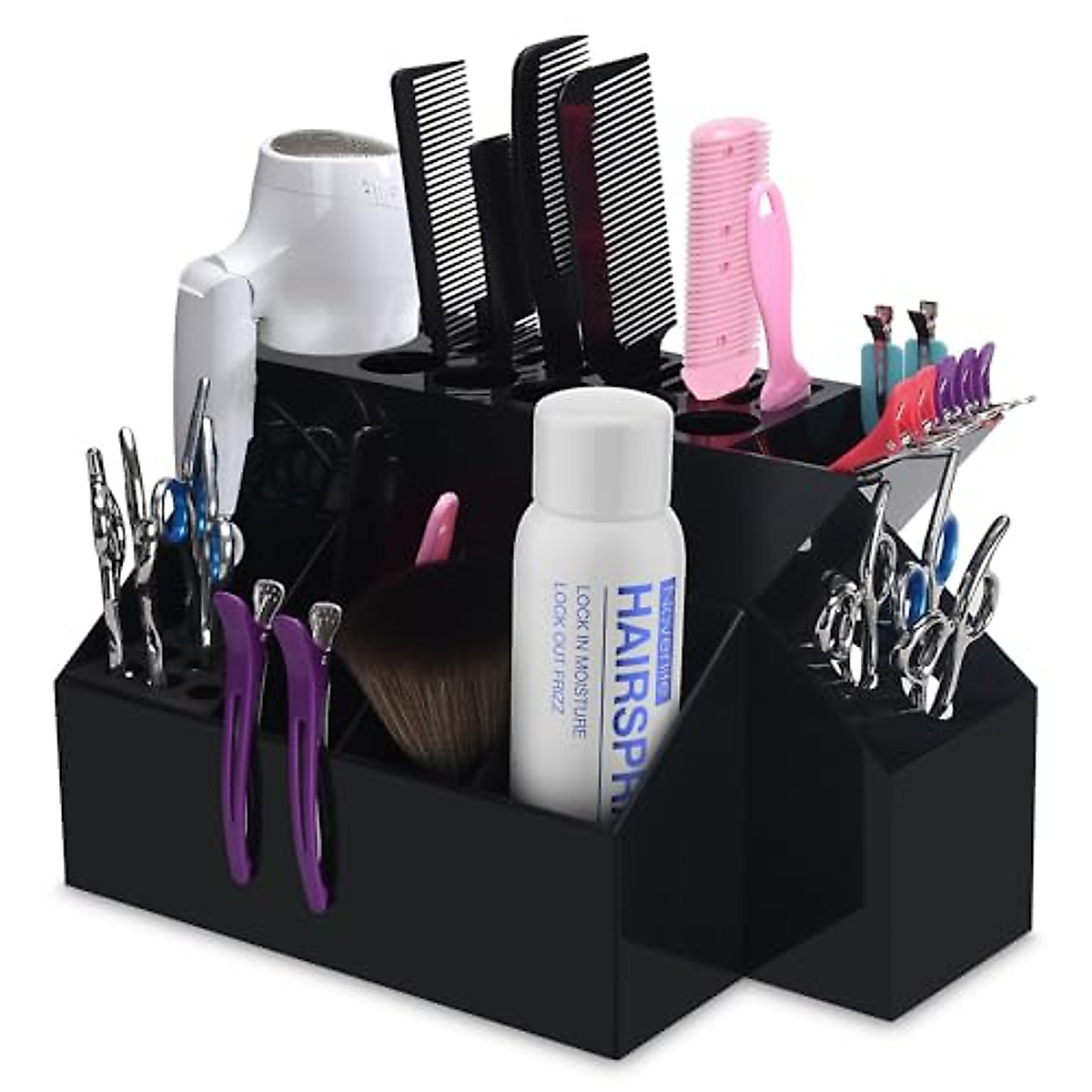 Noverlife Salon Hairdressing Organizer Storage Box, Detachable Hair Styling Tools Holder for Comb Clips Scissors, Multifunctional Hair Tools Desktop Keeper, Wear Resistant Washable Salon Shears Block