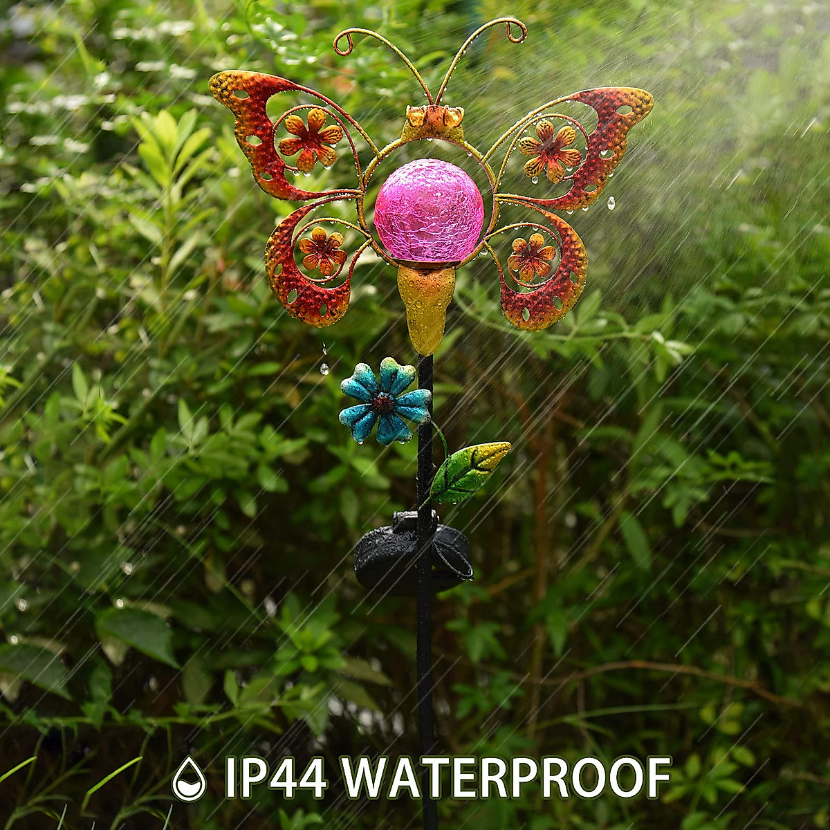LIGHTSHINE Solar Garden Lights, Metal Butterfly Garden Yard Decor, Waterproof Yard Iron Art Garden Decorations, Outdoor Decor for Patio, Lawn and Pathway.