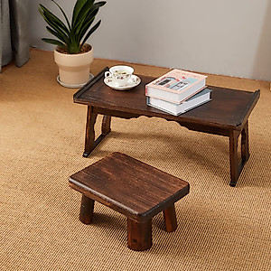 SINOBEST Wooden Stool, Rectangular Bedside Step Stool, Step Ladder for Kitchen & Bathroom, Foot Rest Stool Under Desk, Super Sturdy Hold Up to 500 LBS