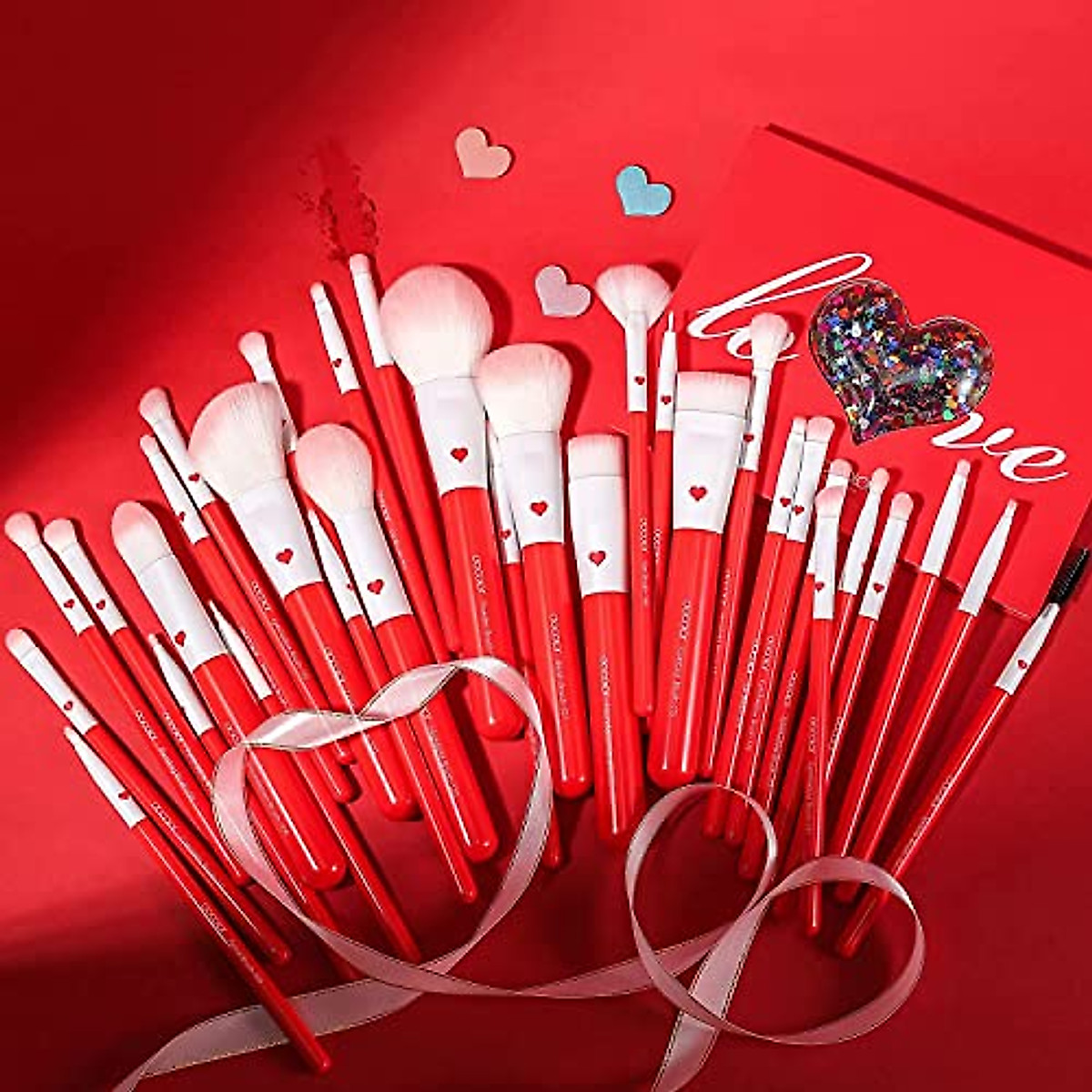 Docolor Professional Makeup Brushes Set 32Pcs Make up Brushes Premium Kabuki Foundation Blending Face Powder Blush Contour Eye Shadows Eyebrow Eyeliner Make Up Brush Gift Kit