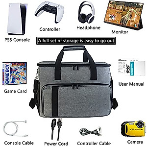 Boczif Carrying Case Compatible with PS5/PS4/PS4 Pro, Large Capacity Playstation 5 Storage Bag Holding Game Console, Controller, Laptop, Disks, Headset, Charger, Game Cards and Gaming Accessories