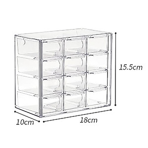 kowaku Mini Drawer Organizer Small Organizer with Drawers Transparent Large Capacity Beads Organizer Desktop Storage Box for Art Supply Office, 12 Drawers