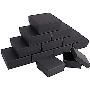 dedoot Kraft Jewelry Boxes, Pack of 30 Square Cardboard Jewelry Gift Box 3.5x3.5x1.2 Inch Small Necklace Ring Earring Kraft Box for Jewelry Set with Velvet Cushion, Black