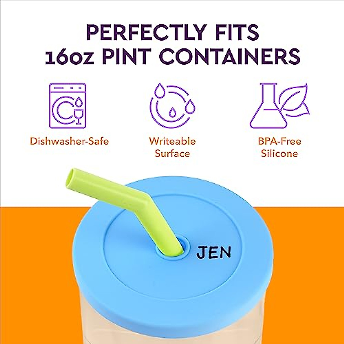 [4 Pack] Impresa Silicone Straw & Reusable Lid Set for Ninja Creami NC300, NC301 & NC299AMZ - Impresa Thick Reusable Straws Silicone Lids for Ninja Creami Containers - Silicone Straws Reusable Lids