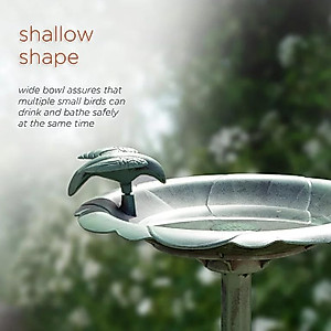 Alpine Corporation 31" Tall Outdoor Antique Flower Birdbath with Bird Decoration Yard Statue