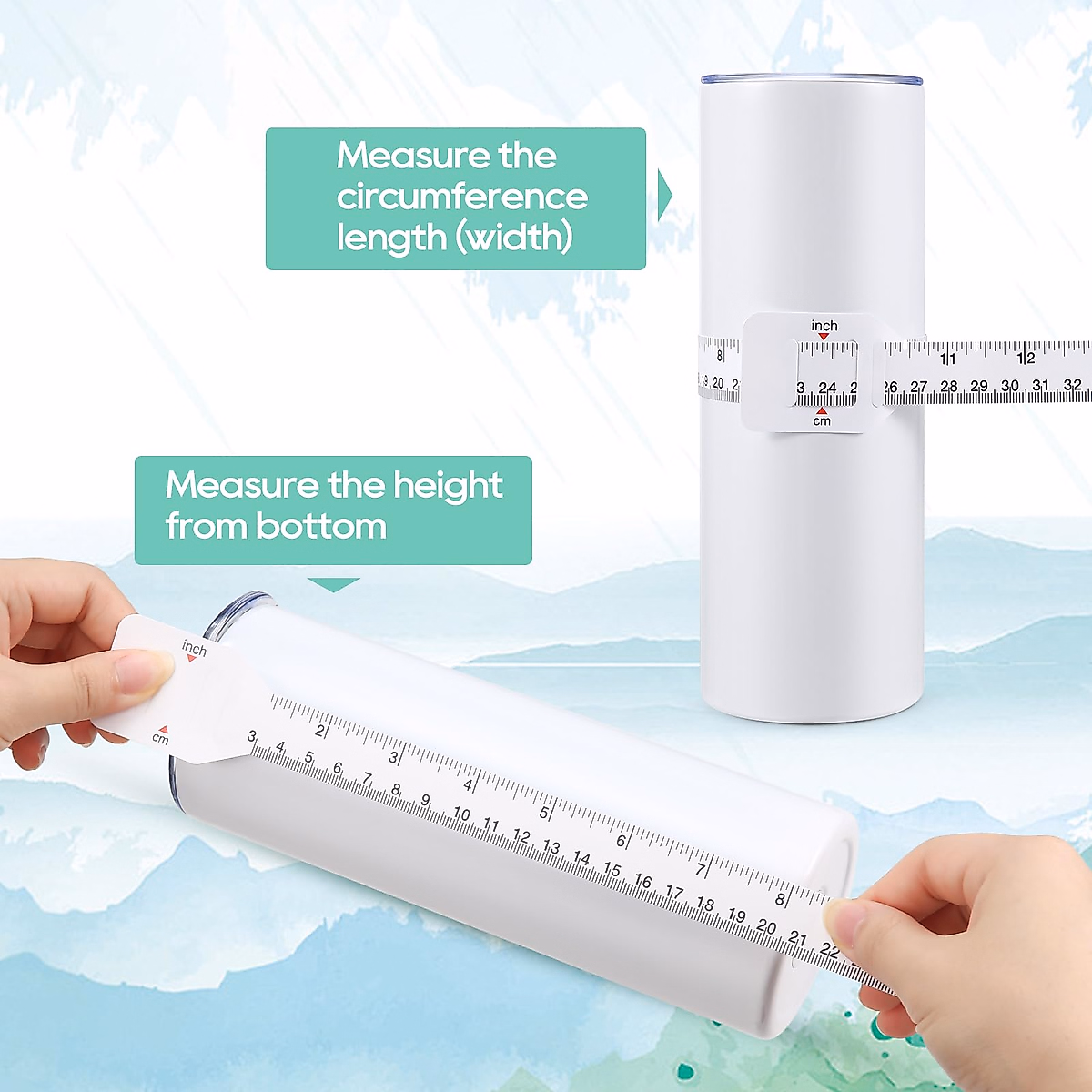 8 Pack 20oz Sublimation Tumbler Bulk, Skinny and Straight, Double-Wall Insulated Stainless Steel Tumbler Cups with Indivisual Gift Box, Tumbler Mearsuring Ruler, Heat-resistant Tape and Gloves