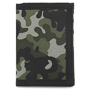 AI-DEE RFID Trifold Canvas Outdoor Sports Wallet for Kids- Christmas Gifts for Boys - Front Pocket Wallet with Magic Sticker - (Camouflage)