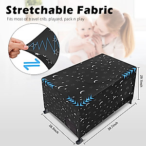 HOSEASCA Crib Blackout Cover, Baby Blackout Tent, Baby Canopy for Crib with 2 Mini Fan Pouch for Age 4 Months and Up, Breathable Pack N Play Blackout Cover for Travel Home Hotel