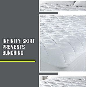 Luxury Eddie Bauer 300 TC Hypoallergenic Premium Cotton Mattress Pad - Medium Weight - Made in the USA (Queen)