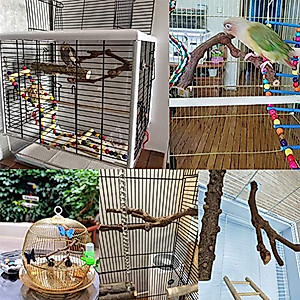kathson Parrot Perch Stand Bird Cagestand Pole Natural Wild Grape Stick Grinding Paw Cage Accessories for Parakeet Cockatiels Budgies Conure Lovebirds Platform