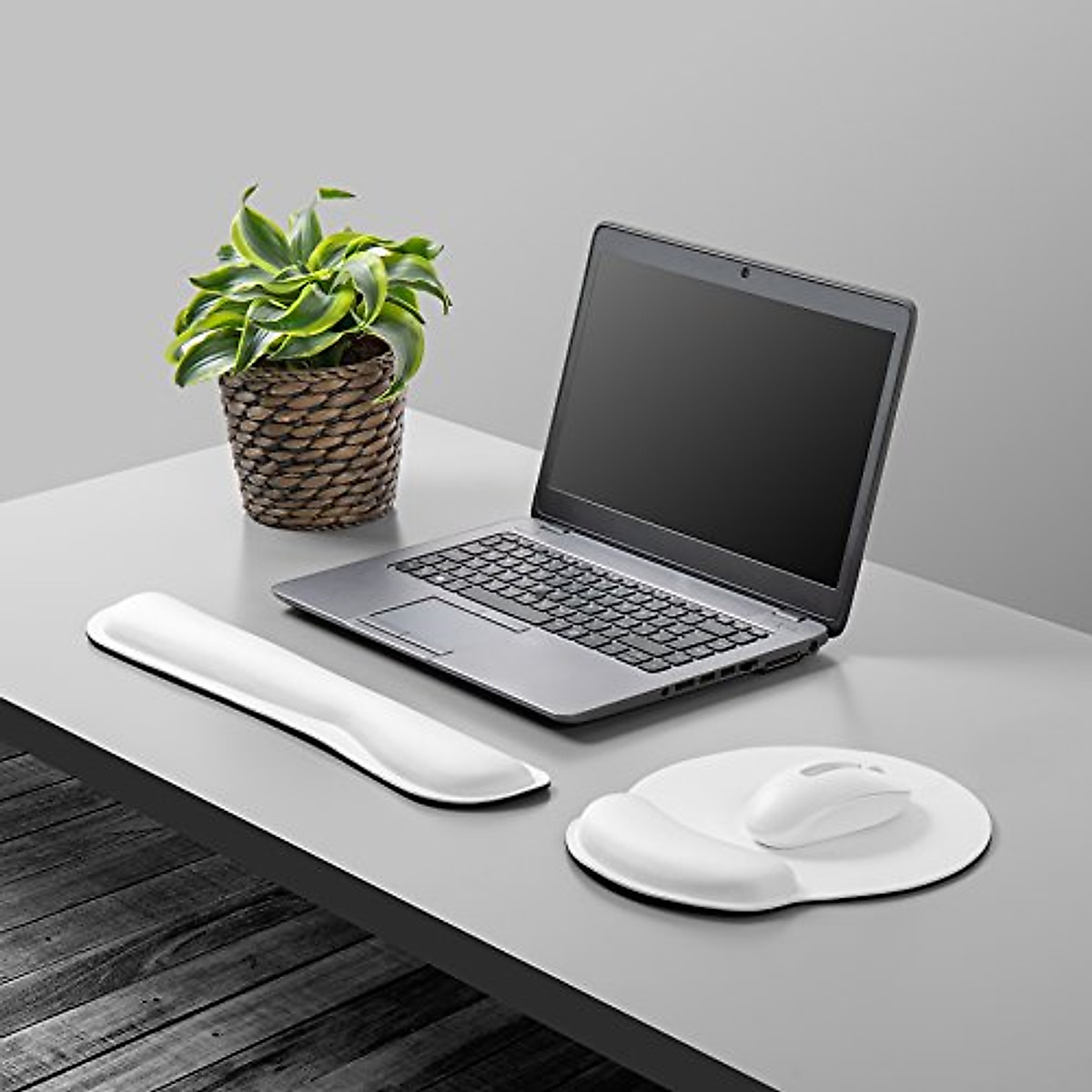Mouse Pad With Wrist Support And Keyboard Rest Pad - White Mousepad Cushion for Hands, Palm, Carpal Tunnel - Ergonomic RestPad Mat on Desktop, Laptop, Computer, Desk PC.