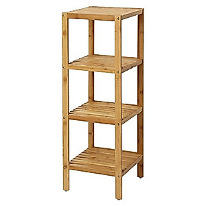 Peach Tree Bamboo Bathroom Shelf Stand Rack Kitchen Living Room Holder Plant Flower Stand Utility Storage Shelf (4-Tier)