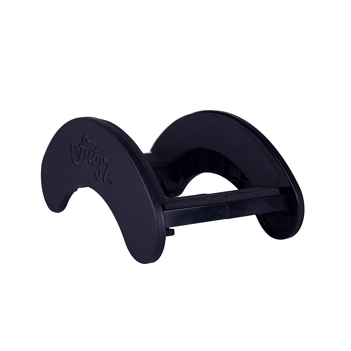 Fret37 Attachable Guitar Stand, Floor, Adjustable Fit, Portable, Classical, Steel String, and Bass Acoustic Guitars, Guitar Accessories, Music Stand, Black