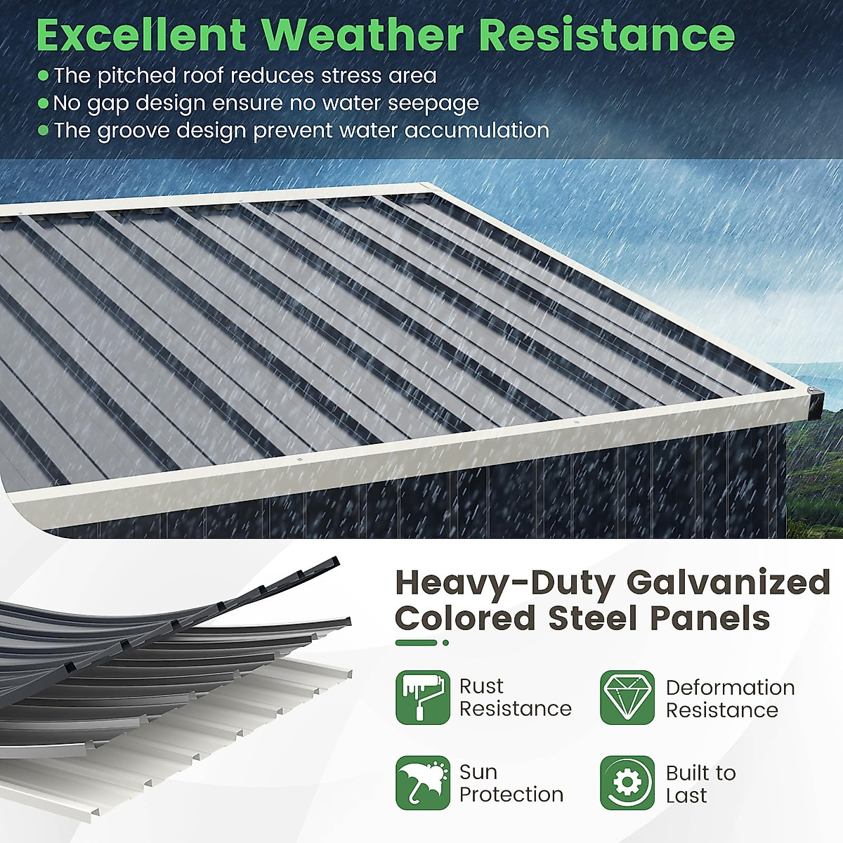 Goplus 6.8 x 3.8 FT Metal Outdoor Storage Shed, Snap-on Structures for Efficient Assembly, All-Weather Color Steel Utility Storage House w/Lockable Door, Bike Tool Sheds for Garden Yard Lawn Patio