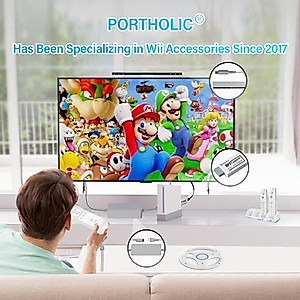 PORTHOLIC Wii to HDMI Converter 1080P for Full HD Device, Wii HDMI Adapter with 3.5mm Audio Jack&HDMI Output Compatible with Wii, Wii U, HDTV, Monitor-Supports Wii Display Modes 720P