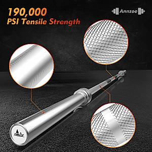 Olympic Barbell Bar 7 Feet Weight Bar, 20kg Men’s Solid Iron Weighted Workout Barbell Weight Straight Weightlifting Technique Bar for Home Fitness Exercise Equipment, Rated 700lbs for Weightlifting