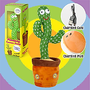 Mimoji Dancing Cactus, Talking Cactus Toy for Baby Cactus Toy Mimic with 60 Popular Songs (Rechargeable)