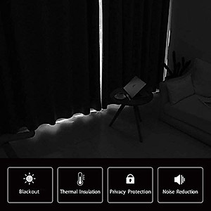 DWCN Beige Blackout Curtains for Bedroom, Room Darkening Thermal Insulated Light Blocking Curtains 45 Inch Length, Set of 2, W42 x L45