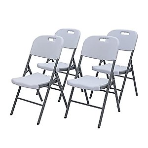 LAKHOW 53d Folding Chair, 4-Piece White Plastic Chair, Stackable Indoor and Outdoor Chairs, for Wedding Backyard Activities, Conference Room Festivals （(4 Pack)