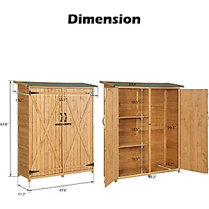 VINGLI Outdoor Wood Storage Shed with Lockable Design, Extra Large Capacity Outside Cabinet Tool Shed with Shelves, Garden Sheds & Outdoor Storage Made with Waterproof roof for Garden, Yard, Lawn