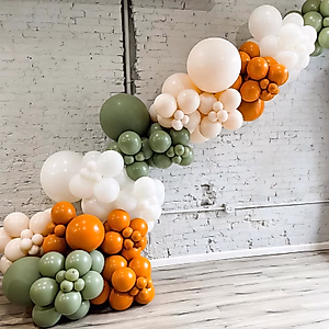 Sage Green Brown Balloons, Fall Balloons Orange Brown Yellow Balloons Burgundy balloons for Thanksgiving Wild Woodland Theme Party Birthday Baby Shower Wedding Bridal Shower Anniversary Decorations