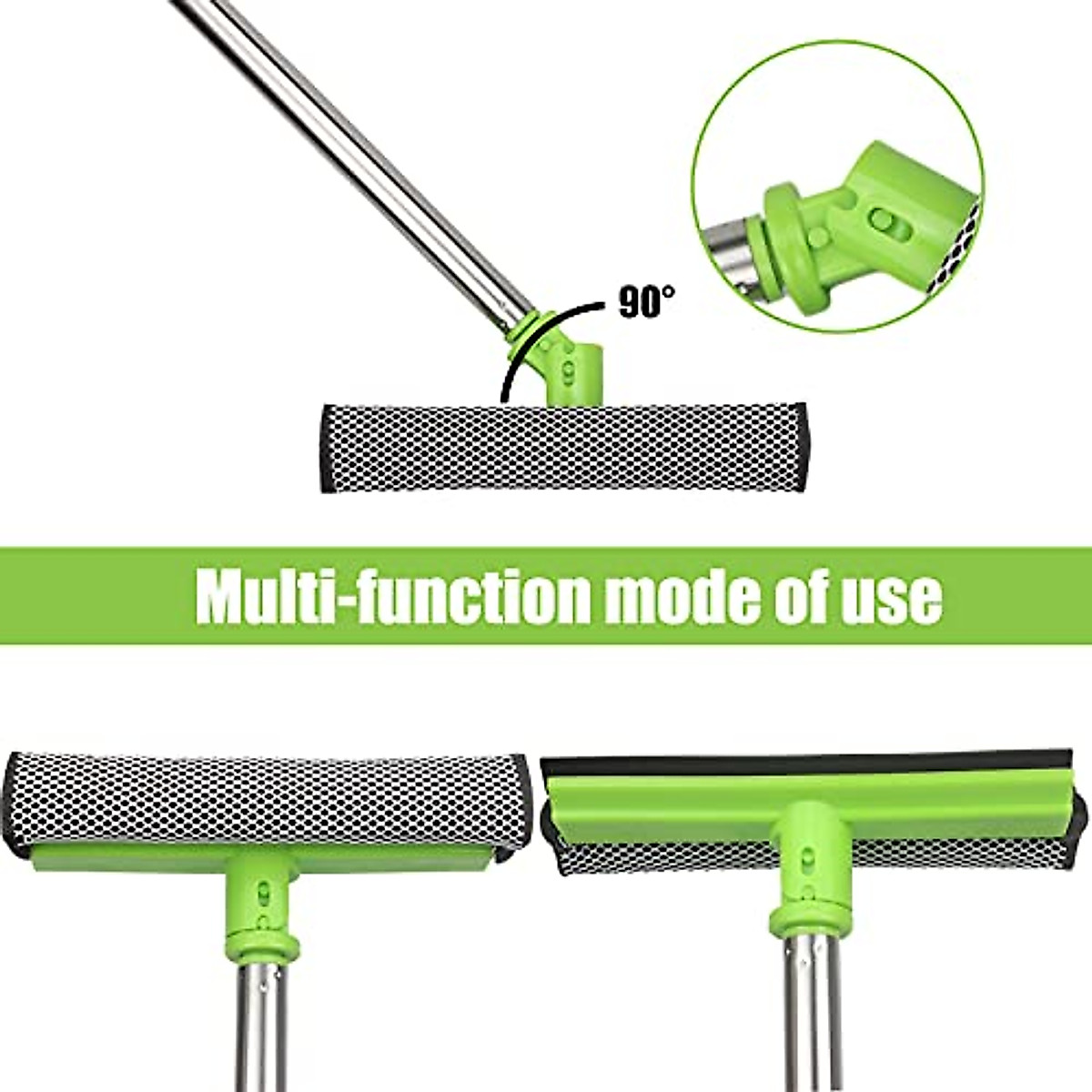 LumiMokki 62" Car Wash Mop Kit, Car Wash Brush with Long Handle Stainless Steel Pole, Car Wash Kit Car Detailing Kit Car Wash Mop Mitt Car Cleaning Supplies Kit for RV Cars SUV Trucks and Bus (Green)