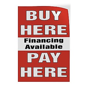 Door Decals Vertical Vinyl Stickers Multiple Sizes Buy Here Pay Here Financing Available Red Industrial Vinyl Luggage & Bumper Stickers for Cars Business 8x12Inches