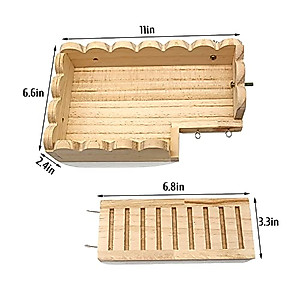 BNOSDM Wooden Hamster Platform for Cage with Ladder Dwarf Hamster Standing Platform Wood Rat Cage Accessories Exercise Toy for Mouse Guinea Pig Chinchilla Gerbil Squirrel (S)