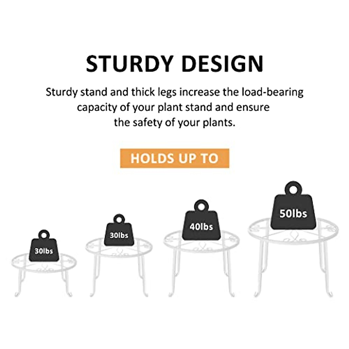 Brightdeco 4 Pack Metal Plant Stands Outdoor Indoor for Patio Round Potted Holder for Large Plants Multiple Flower Planter, White