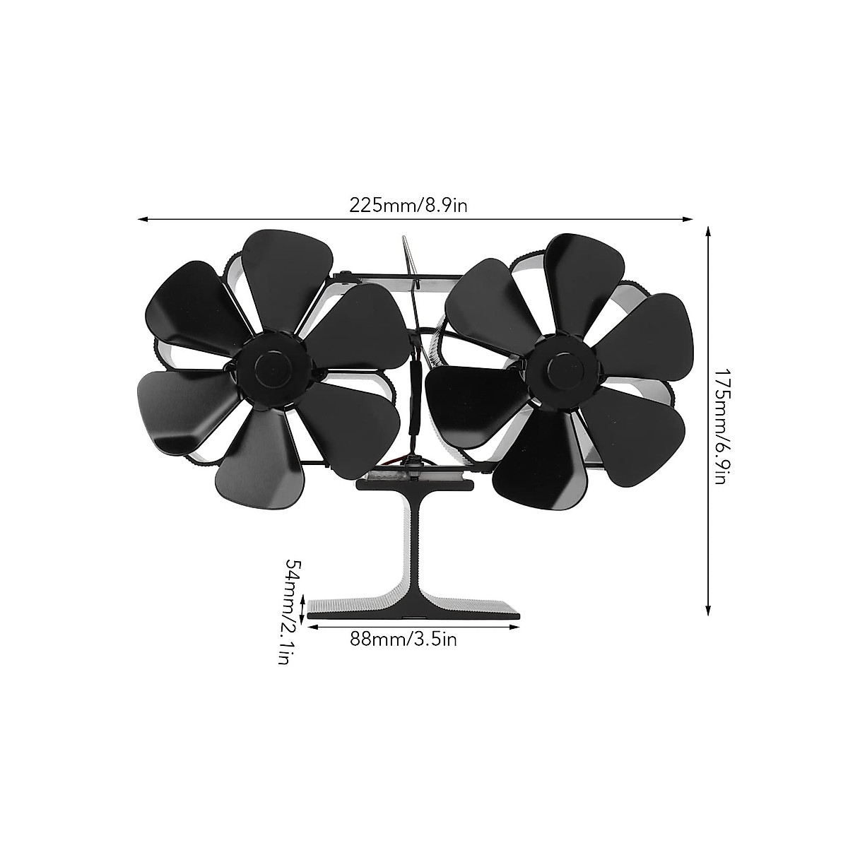 Topyond Wood Stove Fan, Dual Heads Powered Fireplace Fan with 6 Blades, Silent Operation, Heat Powered Stove Fan for Wood Burner and Log Fireplace