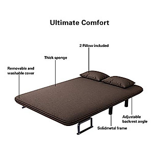 MINIKID 【US Fast Shipment】 Convertible Sofa Bed Folding Sleeper Sofa, 4-in-1 Multi-Function Sofa Bed, Ottoman Sleeper, Convertible Chair Bed for Living Room/Bedroom/Small Apartment (Coffee)