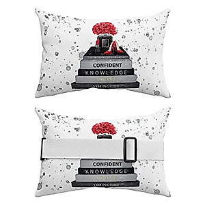 SEVENBABU Throw Pillows with Strap, Neck & Lumbar Support Pillow Oudoor Patio Pillows, High Heels Perfume and Flowers on Books Pillow for Recliner, Beach Chair, Office Chair, Sofa, Armchair