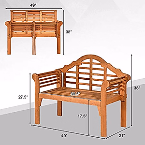 Tangkula Outdoor Eucalyptus Wood Folding Bench, 4 Ft Foldable Solid Wood Garden Bench, Two Person Loveseat Chair for Garden, Patio, Porch, Poolside, Balcony, Teak (Natural)