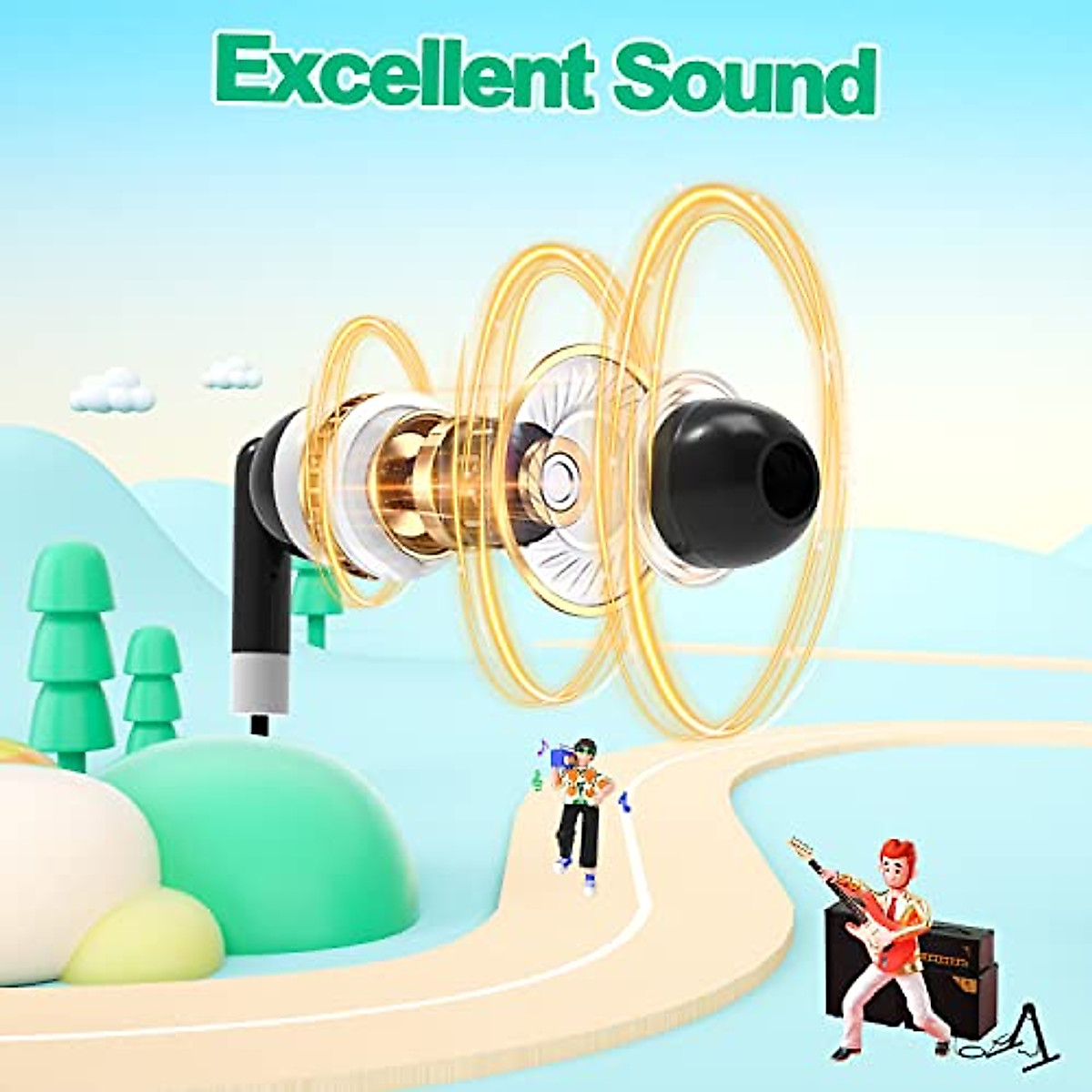 Hongzan 100 Pack Classroom Earbuds Headphones Bulk for School Kids Children, Wholesale Durable Earphones Class Set for Students (100 Black)