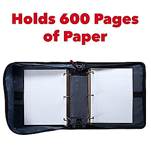 Case-it The Dual 2-in-1 Zipper Binder - Two 1.5 Inch D-Rings - Includes Pencil Pouch - Multiple Pockets - 600 Sheet Capacity - Comes with Shoulder Strap - Black Dual-121-A