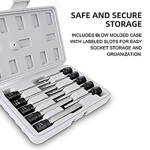 Extra Long Allen Wrench Hex Bit Socket Set (10 Pack) - Long 6" Hex Bit in 3/8" Drive Sizes: 1/16", 1/8", 5/32", 3/16", 7/32", 1/4", 5/16", 3/8", 7/16", 1/2"