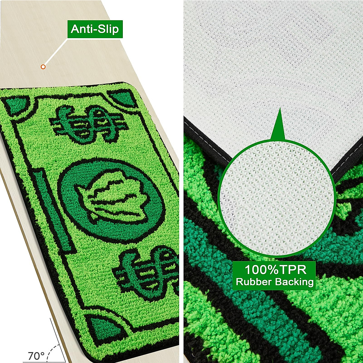 RoomTalks Cute Money Rug 2x3 Cartoon Funny Cool Small Throw Rugs for Girls Bedroom Kids Bathroom Kitchen Dorm Non Slip Machine Washable Soft Shag Accent Floor Rug, Unique Gift for Kids Girls