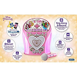 eKids Disney Princess Karaoke Machine, Easily Access Disney Playlists with New EZ Link Feature