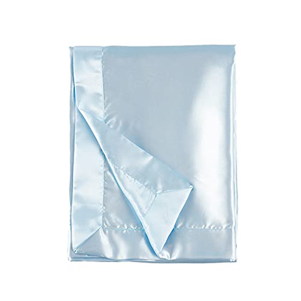 Heavens Cuddles Double Sided Pure Satin Baby Blanket (Light Blue) 48"x36"