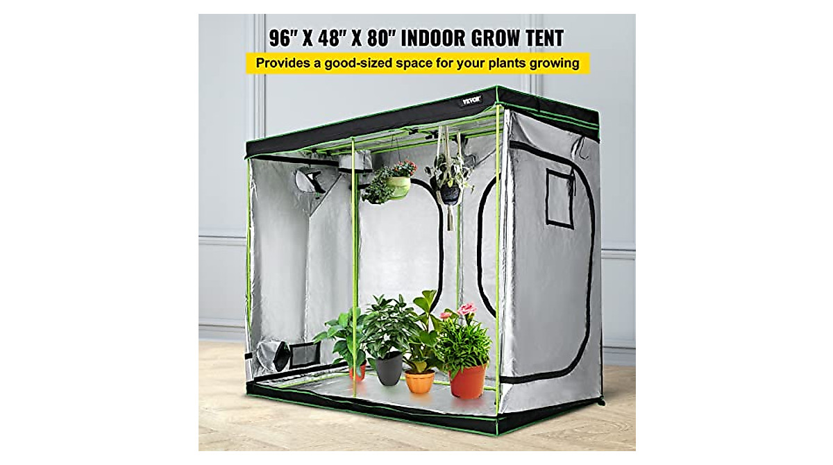 VEVOR Grow Tent, 96" x 48" x 80" Hydroponics Mylar Grow Room with ...