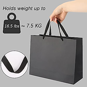 Moretoes 30pcs Black Gift Bags with Handles Large Kraft Paper Bags 12.5"x 4.5"x 11" Heavy Duty Wrap Bags with Cloth Handles for Retail, Grocery, Boutique, Business, Merchandise, Party Favor, Wedding