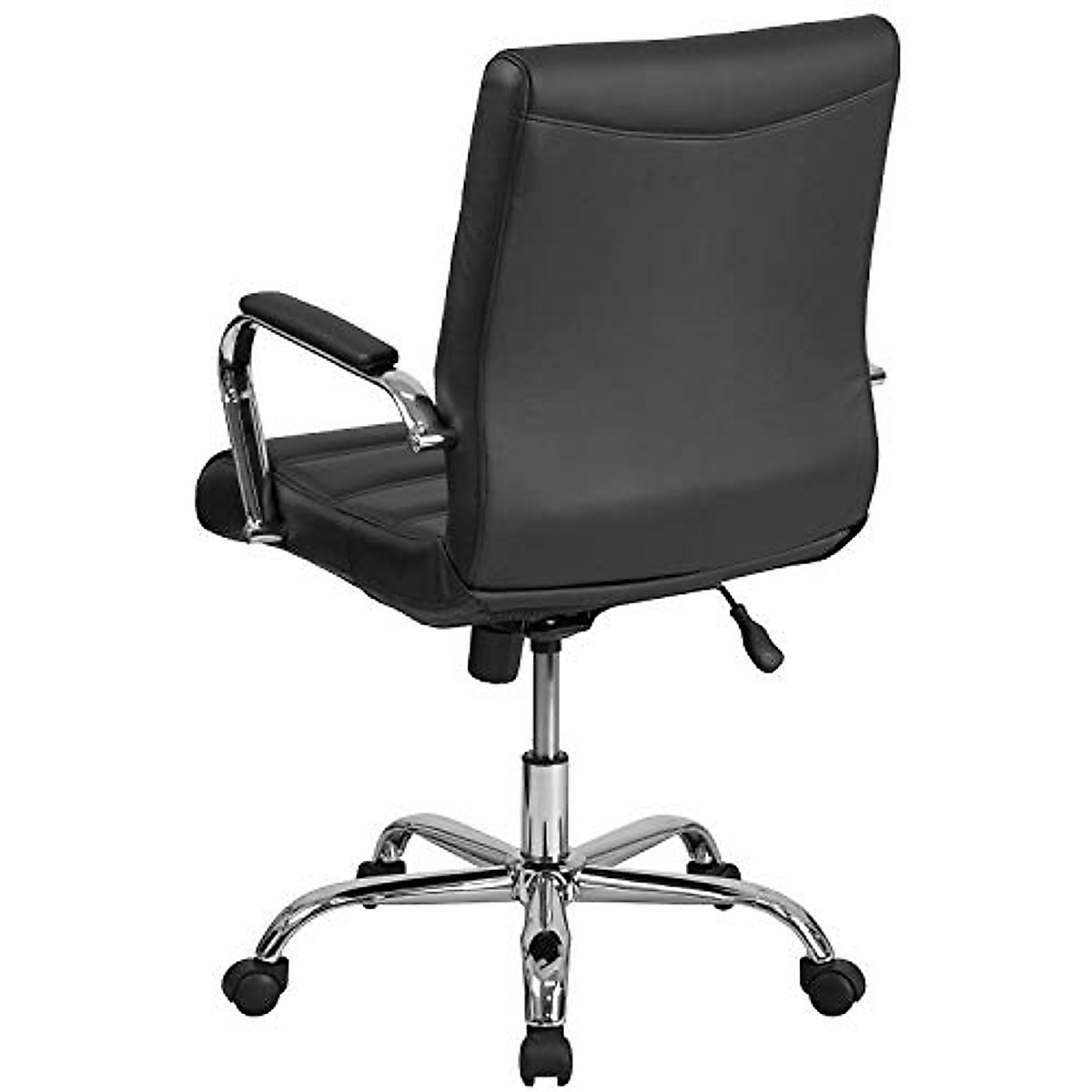 Flash Furniture Whitney Mid-Back Desk Chair - Black LeatherSoft Executive Swivel Office Chair with Chrome Frame - Swivel Arm Chair