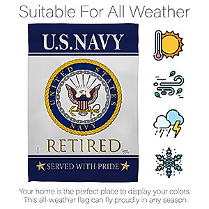 Breeze Decor US Navy Garden Flag Set with Stand Armed Forces USN Seabee United State American Military Veteran Retire Official House Banner Small Yard Gift Double-Sided, Made in USA