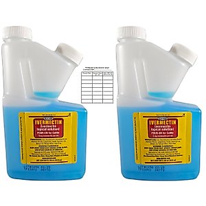 PetWealth Bundle containing Durvet Ivermectin Pour-On Dewormer for Cattle (250 mL) 2Pack and PetWealth Drench Chart